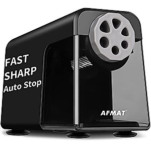 Electric Pencil Sharpener Heavy Duty, 6 Holes, Auto Stop AFMAT Pencil Sharpeners for School, Classroom Electric Sharpener for 6-10.2mm Pencils, 7000 Sharpening Times, Do not Eat up Colored Pencils