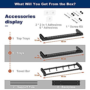 HIHIOI Bathroom rack, no punching self-adhesive hanging bathroom storage rack,black.