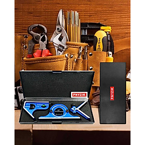 4PCS 12 Inch Combination Square Ruler Set Protractor Satin, 4-R Graduation, Ideal for Woodworking Metalworking Cabinets Joinery Steel Iron Case