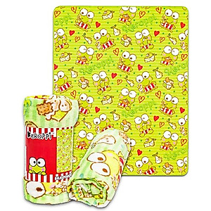 Keroppi Blanket Bundle - Keroppi Throw Blanket for Kids Teens Adults Plus Stickers and More for Girls | Hello Kitty and Friends Keroppi Blanket Size 40"x50"