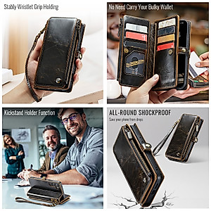 Defencase Compatible with Galaxy A54 5G Case Wallet with RFID Blocking Card Holder for Women Men, PU Leather Magnetic Snap Flip Zipper Strap Wallet Phone Case Fit for Samsung Galaxy A54 5G, Coffee