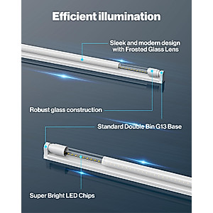 Sunco 50 Pack T8 LED Tubes 4FT Replacement for Fluorescent Bypass Ballast or Plug and Play 20W 2400 LM 5000K Daylight Ballast Compatible Single Ended or Double Ended Hybrid Type A+B Frosted Lens ETL
