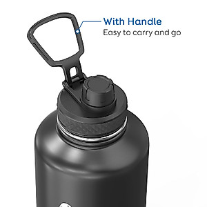 Coolflask Spout Lid Replacement for 40oz, 64oz, 87oz & 128oz Water Bottles, Replacement Twist Lid of 2.22” Diameter, Accessories Flip lid with Big Wide Handle, Easy to Carry, Leak- Proof BPA-Free