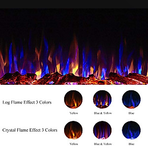 Valuxhome Electric Fireplace, 60 Inches in-Wall Recessed Fireplace Heater with Overheating Protection, Remote Control with Timer, Touch Screen, Logset & Crystal, 750/1500W, Black, 60" l21 h