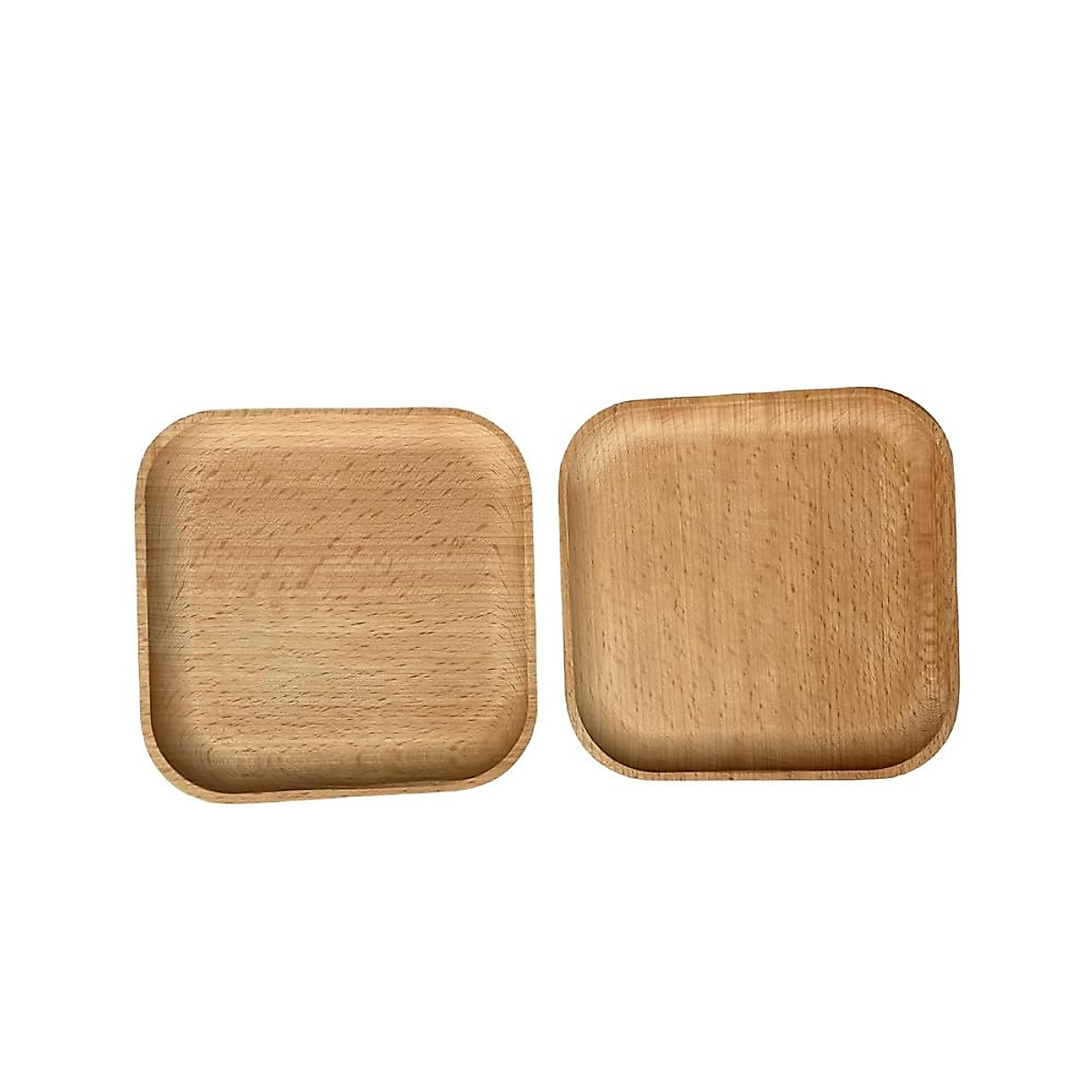 Set of 2 Square Decorative Tray 5''X5'' Tableware Serving Tray for Cake Coffee Tea Jewellery Key Coin Storage Natural Wood Dessert Tray, Wooden Cheese Plate