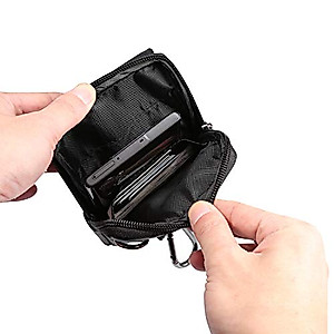 Genuine Leather Cell Phone Belt Holster Waist Bag Crossbody Purse Travel Bag for Galaxy S20+ S10 Plus,A30s,A10s,A50,Note9,Note 8, Google Pixel 4 XL,Xiaomi Mi 9T, Redmi 8A,OnePlus 7T,BLU Vivo XL5-Black