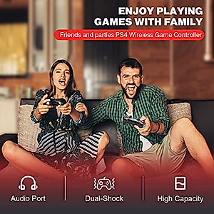 PPCgrop Wireless PS4 Controller Remote Controller Compatible with PS4/Slim/Pro, Wireless Gams Controller with Dual Vibration, 6-Axis Motion, Audio Function, Mini LED Indicator