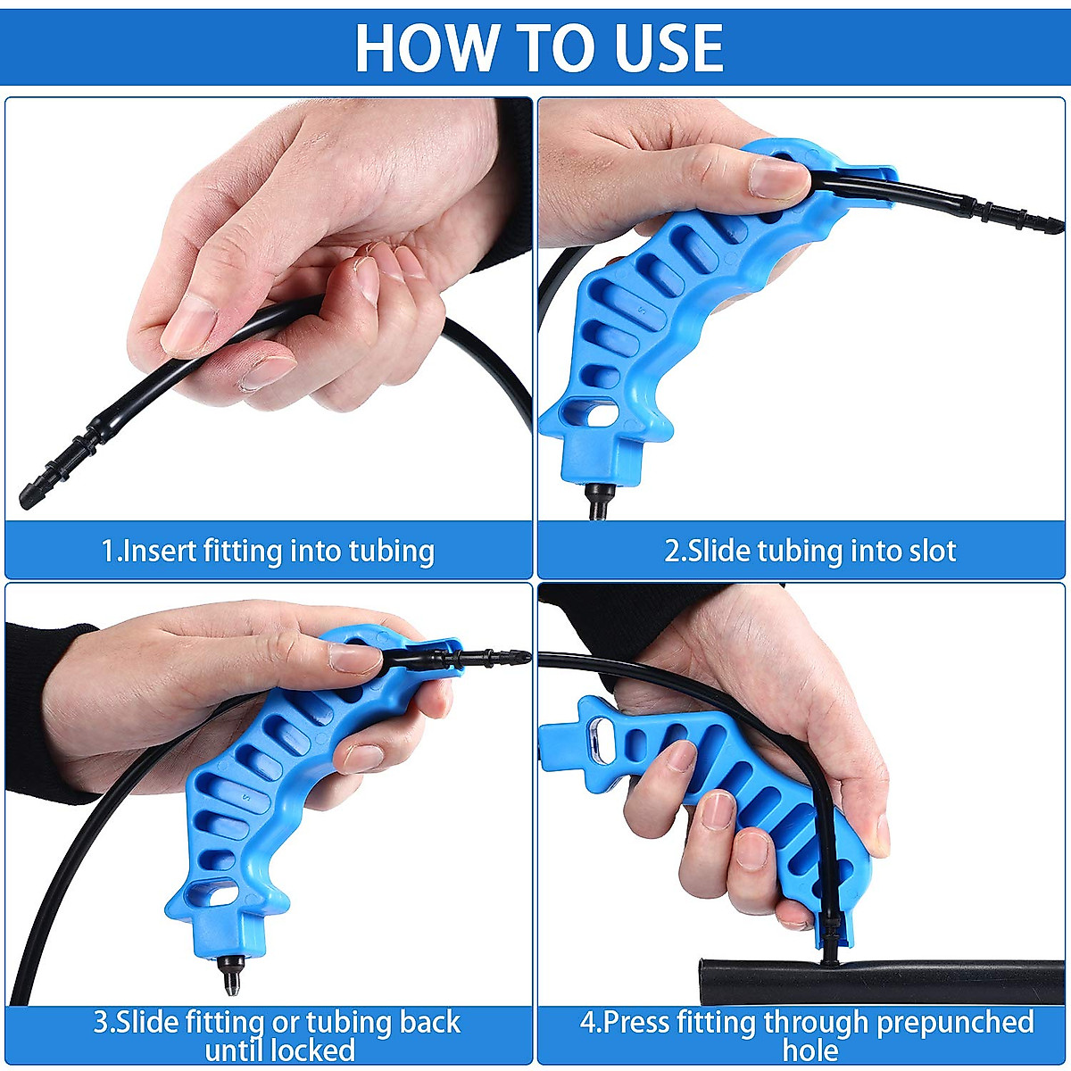 Mudder 3 Pieces 2-in-1 Drip Irrigation Hole Punch Tool Drip Tube Hole Punch Fitting Insertion Tools for 1/4 Inch Fitting Emitter Insertion Drip Sprinkler Systems