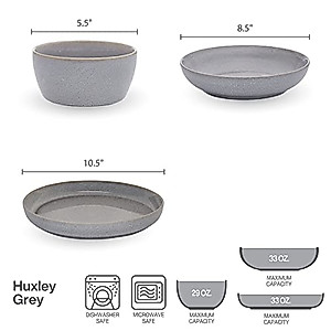 Mikasa Huxley 9 Piece Dinnerware Bowl Set, Service for 3, Grey