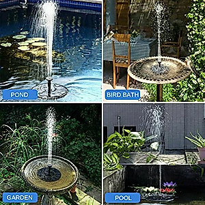 4 PCS Solar Fountain for Bird Bath, 1W Solar Bird Bath Fountain Pump with 4 Nozzles, Solar Powered Water Fountain Pump for Garden, Ponds, Pool, Fish Tank, Outdoor and Aquarium