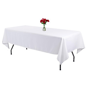 Waysle White Tablecloth for Rectangle Tables 60 x 102 Inch - Washable Polyester Table Cloth for 6 Foot Table - Perfect for Wedding, Restaurant, Party, Dinning, Banquet Decoration