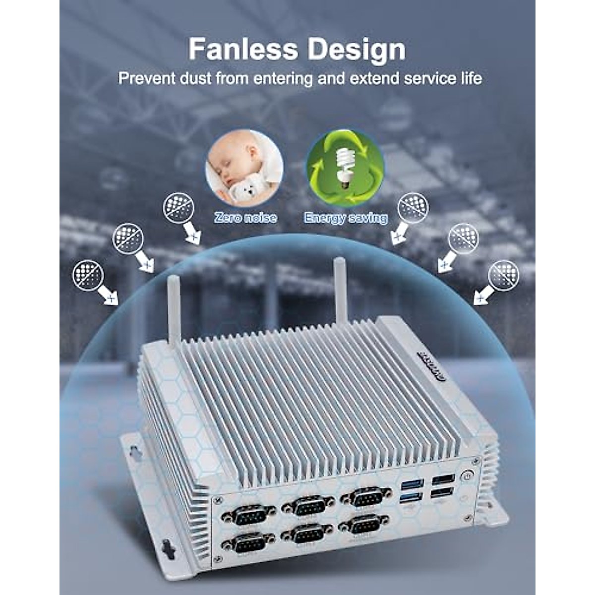 BASOARO Industrial Mini PC Windows 10, Fanless Desktop PC, Core i7 4500U, 8GB RAM 256GB SSD, 2 Gigabit Ethernet, HD, VGA, RS232/RS485 COM Port, 4 USB3.0, 4 USB2.0, WiFi, BT