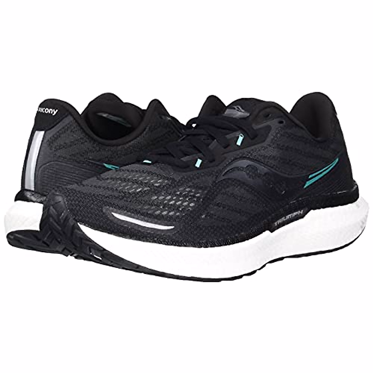 Saucony Women's Triumph 19 Running Shoe, Black/White, 9