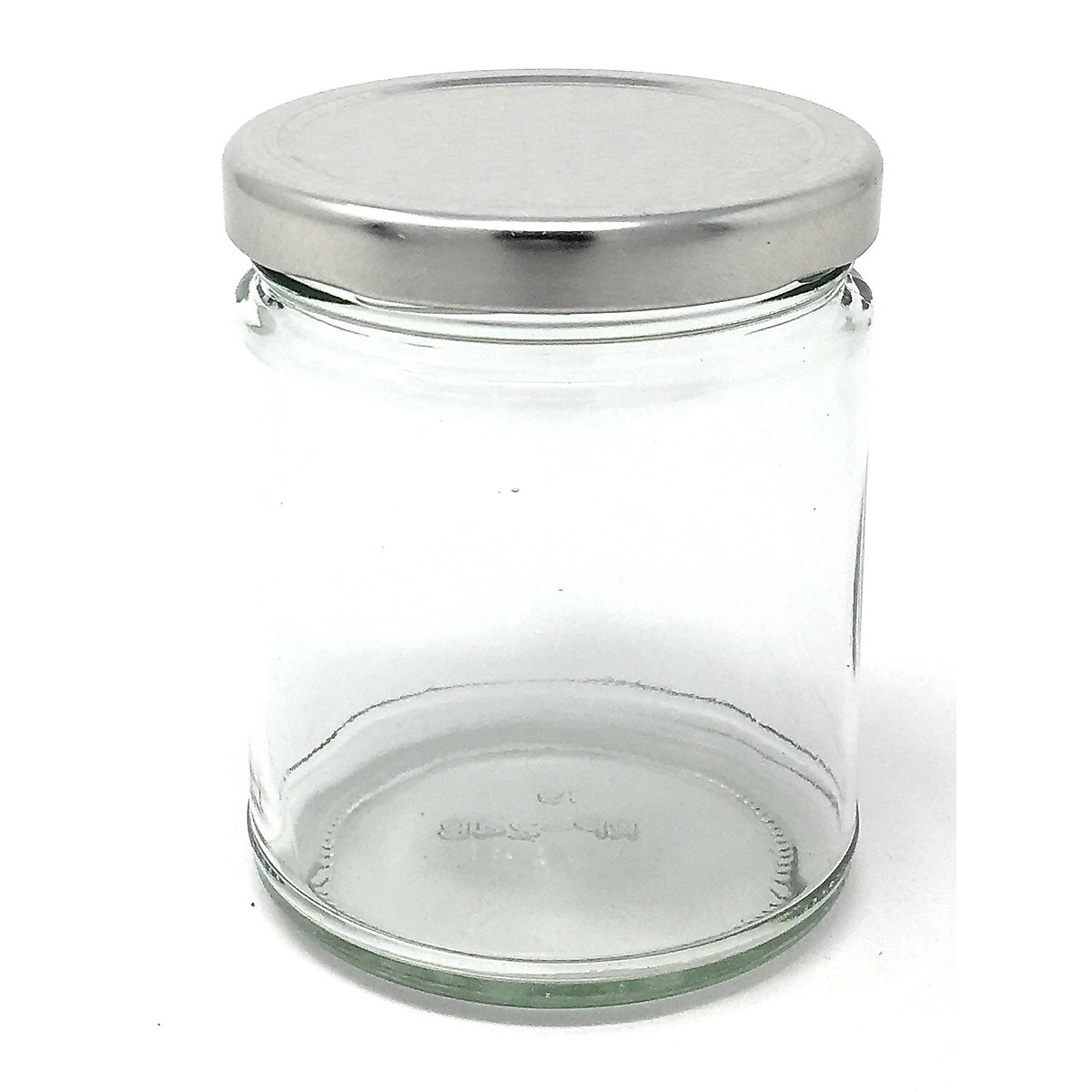 9 oz Straight Sided Glass Jar with Metal Silver Lid 12-Pack by Richards Packaging