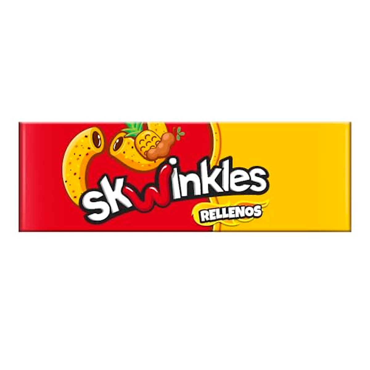 Lucas Skwinkles Pineapple - Tamarind Filled Flavored Sweet & Sour Candy Strips, 0.92oz - 12 Pieces for Treats, Fruit, Parties, Piñatas