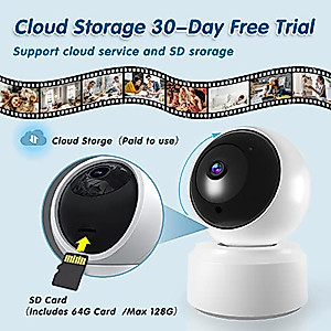 Indoor Security Camera, 2K HD Pan/Tilt Wireless Pet Camera for Baby Monitor, 5G & 2.4G WiFi Home Security Camera for Dog/Nanny, Night Vision, Siren, Compatible with Alexa (64G SD Card)