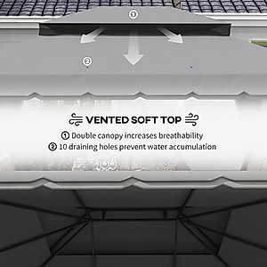 Outsunny 10' x 13' Patio Gazebo, Outdoor Gazebo Canopy Shelter with Netting and Curtains, Aluminum Frame for Garden, Lawn, Backyard and Deck, Gray