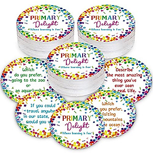 100 Pcs Morning Meeting Questions Cards Elementary Classroom Conversation Starter Chips for Primary Students Classroom Icebreaker Discussion Cards for Learning Vocabulary Improve (Fresh Style)