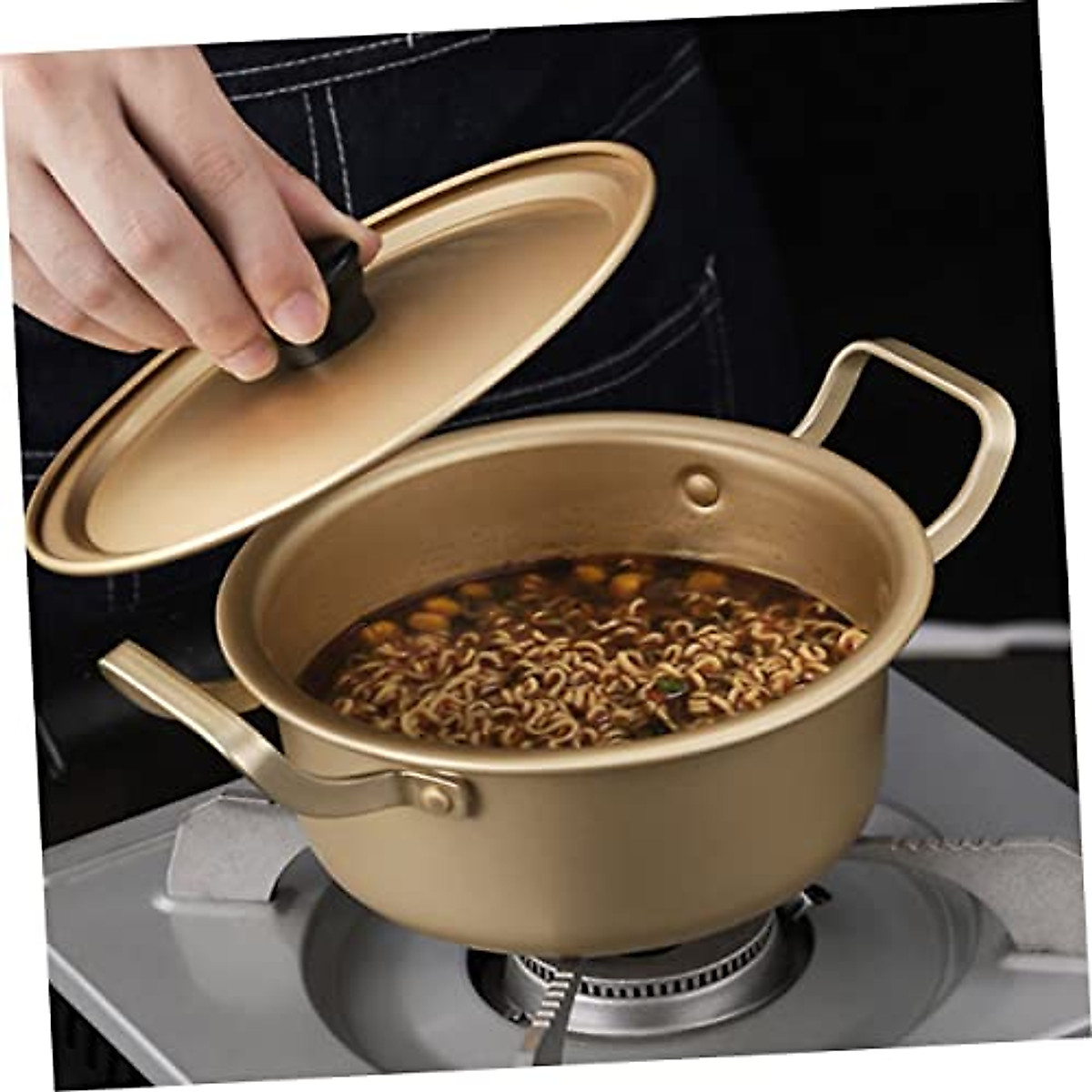 KICHOUSE Instant Noodle Pot Ramen Pot with Lid Metal Cooking Utensils Korean Pots for Cooking Soup Cooker Korean Ramen Pot with Lid Ramyun Pot Ramen Cooking Utensils Small Pot Ramen Cooker