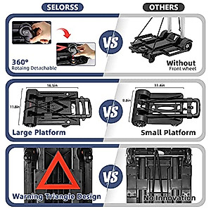 SELORSS 2-in-1 Foldable Utility Cart, Portable Grocery Shopping Cart with Wheels, Telescoping Handle and Removable Waterproof Bag, Collapsible Lightweight Large Capacity Hand Truck for Supermarket