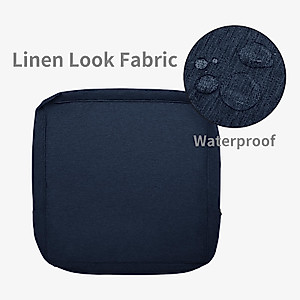 Easy-Going Patio Cushion Covers 22x20x4 Inch 4 Pack, Linen Look Outdoor Water Resistant Chair Seat Cushion Slipcover with Zipper for Outdoor Furniture, Covers Only! Navy