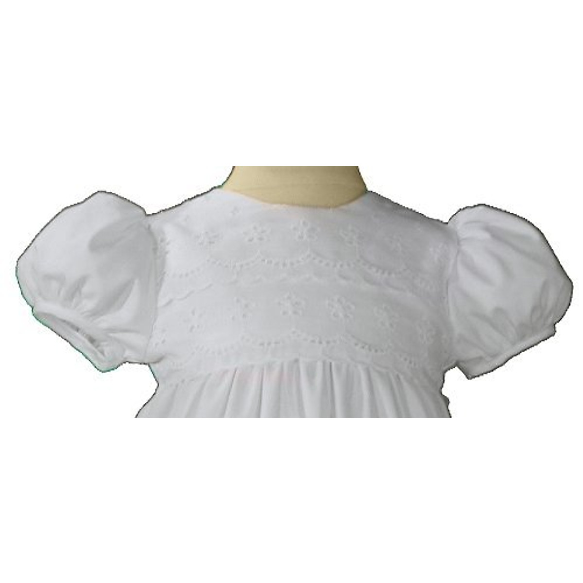 100% Cotton Dress Christening Gown Baptism Gown with Lace Border (Newborn (Birth-7 lbs)) White