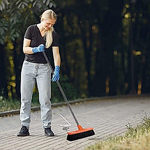 Small Multi-Surface Push Broom for Outdoor,Indoor Sweeping - 50"-59" Telescopic Handle - 12" Wide Bristles