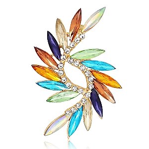 Merdia Colorful Leaf Created Crystal Brooches for Women | Vintage Pins Dress Brooch | Flower Pins for Clothes | Colorful Flower Pin | | Ladies Pins and Brooches | Jewelry Pins and Brooches