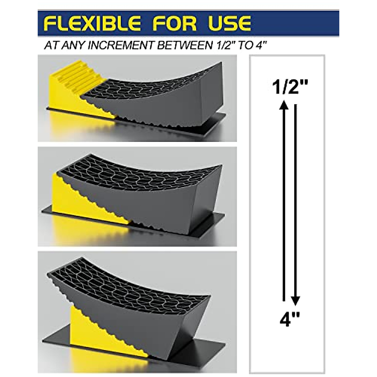 TGBOX RV Leveling Blocks Ramp Kit, 2 Packs Camper Leveler System for Travel with Two Chocks, 2 Anti-Slip Mats, 1T Bubble Level and Carry Bag, Up to 35000 LBS, Easier & Faster to Level Camper-Yellow