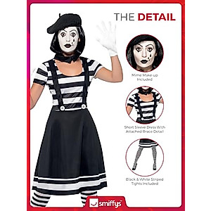Smiffys womens Lady Mime Artist Adult Sized Costume, Black, M - US Size 10-12