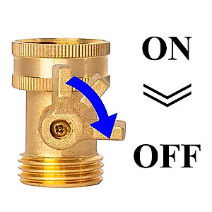 LIULO TOOL Brass Garden Hose Shut-Off Valve, 2 Pack 3/4 Inch Heavy Duty Solid Brass Garden Hose Shut Off Valve with 4 Extra Rubber Washers