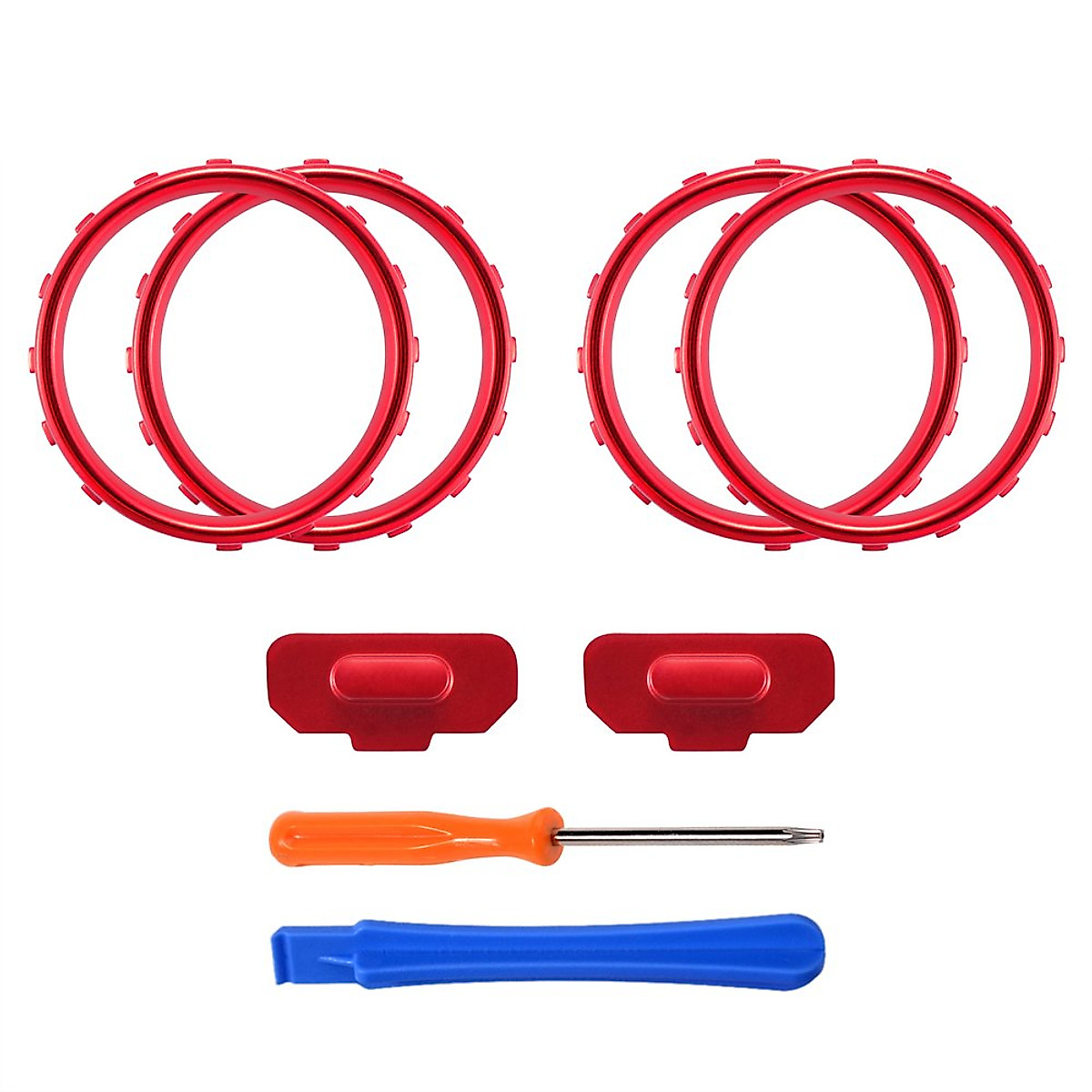 eXtremeRate Matte Chrome Red Accent Rings Accessories for Xbox One Elite Controller, Replacement Parts Profile Switch Buttons for Xbox One Elite Controller (Model 1698) - Pack of 2