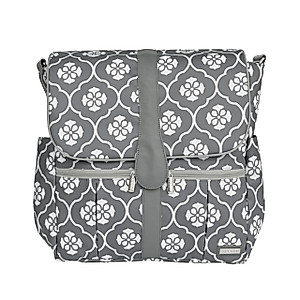 JJ Cole Backpack Diaper Bag, Gray Floret