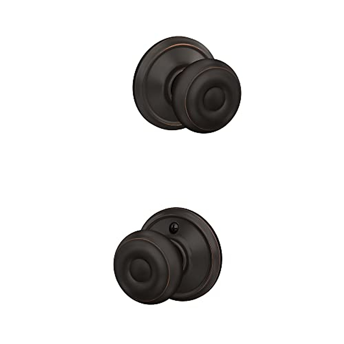 Schlage F10 V GEO 716 Georgian Door Knob, Hall & Closet Passage Lock, Aged Bronze