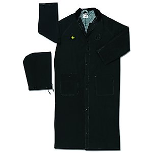 MCR Safety FR267CX2 60-Inch Classic Plus PVC/Polyester Flame Resistant Ridercoat with Detached Hood, Black, 2X-Large