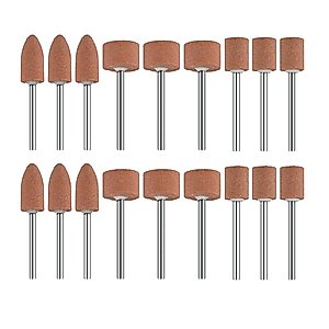 Luo ke 18 Pcs Rotary Grinding Stones, 1/8'' Various Shapes Abrasive Stone Mounted Grinding Bits Metal Polishing Tools for Dremel Rotary Tool