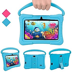 Veidoo Kids Tablet, 7 inch Android Tablet PC, 1GB RAM 16GB ROM, Safety Eye Protection Screen, WiFi, Bluetooth, Dual Camera, Educational, Games, Parental Control APP, Tablet with Silicone Case
