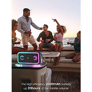 Torteco Bluetooth Speaker, F60, IPX7 Waterproof Bluetooth Speaker with Loud Stereo Sound,15 Hours Playtime,Gradient Light, Portable Speaker for Home,Outdoor,Travel and Party