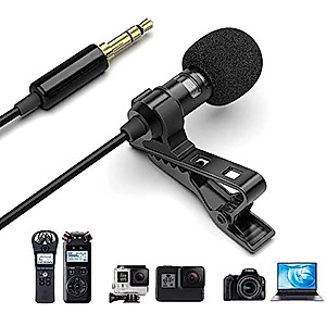 AGD Professional External TRS 3.5 Lavalier Lapel Microphone Clip-on Lav Mini Mic Compatible with Rode Wireless Transmitter Go GoPro MediaMod Zoom Tascam Audio Recorder DSLR Canon Nikon Sony YouTube