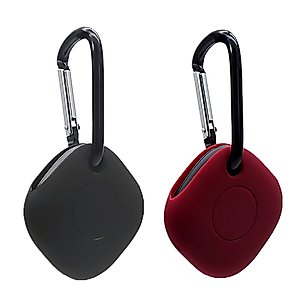 (2 Packs) Samsung Galaxy SmartTags Cases,Premium Soft Skin Rubber Protective Cases Cover Anti-Scratch LightWeight with Clips Keychain Fit for Galaxy SmartTags/SmartTag+ Plus (Black + Wine Red)