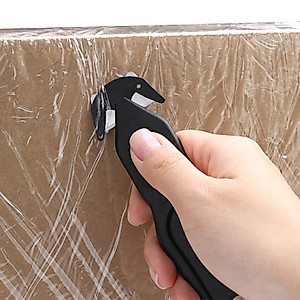 Nova Safety Cutter Tool, Safety Box Cutter Knife, Ergonomic Film Cutting Blade, Box, Strap, Carton, Package, Envelope and Letter Opener (10 Piece - Black)