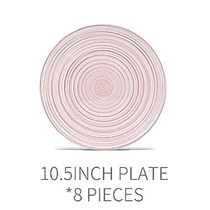 Joviton Home 24PCS Heavenly Pink Swirl Melamine Dinnerware Sets for 8,Outdoor Plates and Bowls Sets (Heavenly Pink)