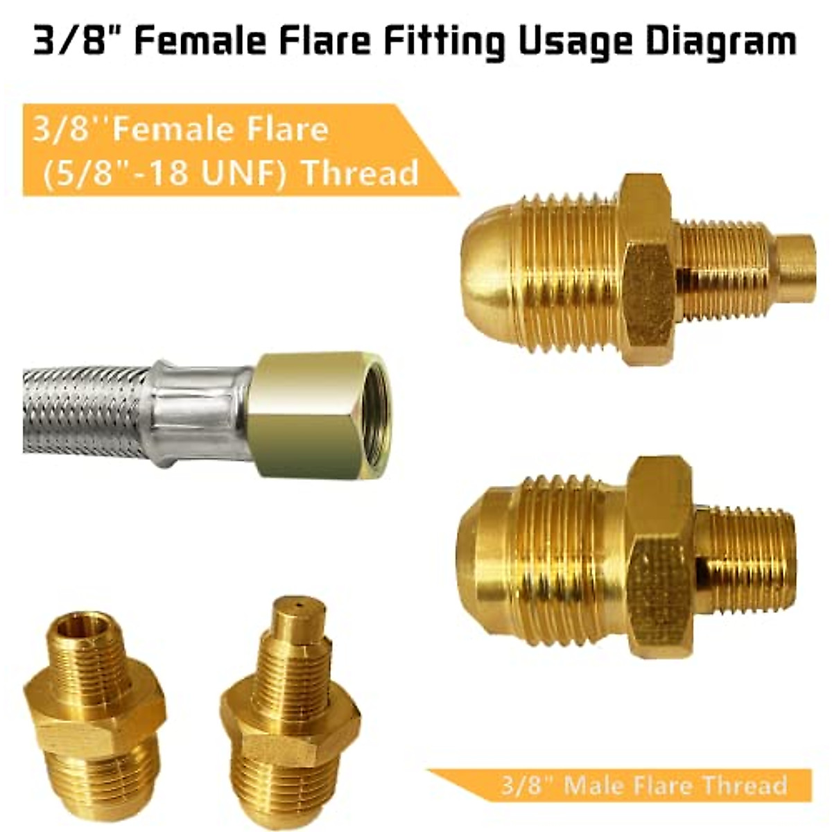 MCAMPAS 12 FT 0-30 Psi Adjustable High-Pressure Propane Regulator with Gauge 0~60PSI Gas Flow Indicator,3/8" Flare x 1/8" MNPT,Stainless Braided Hose with Soft-Nose Male POL Valve Regulator