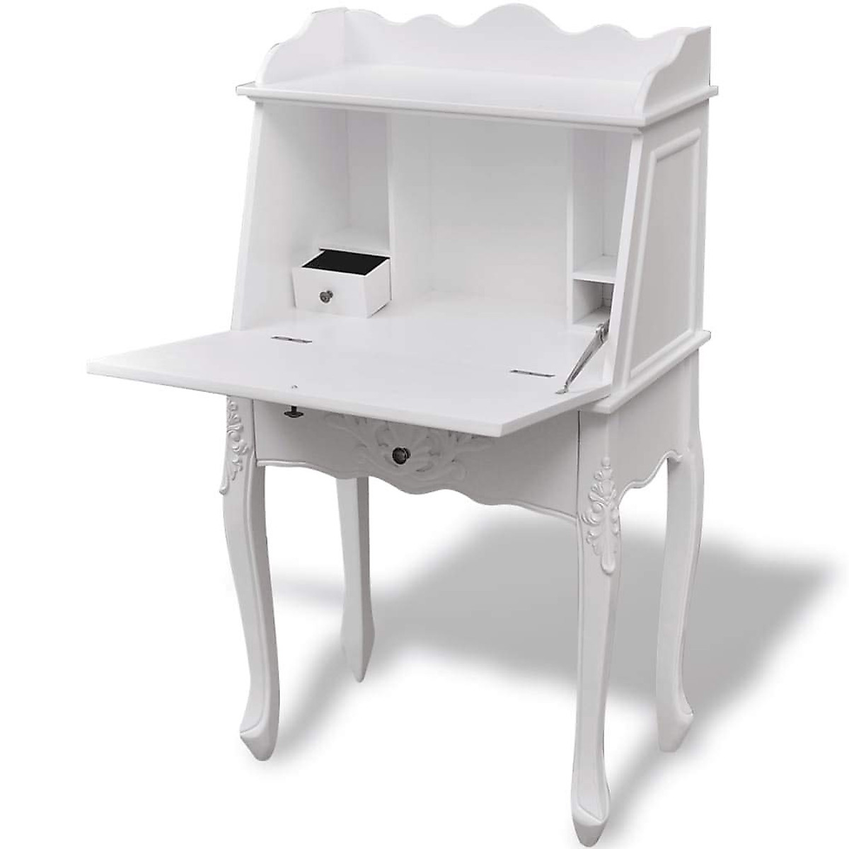 GOLINPEILO Wooden French Secretary Desk a Small Drawer and Shelves for Living Room, Bedroom