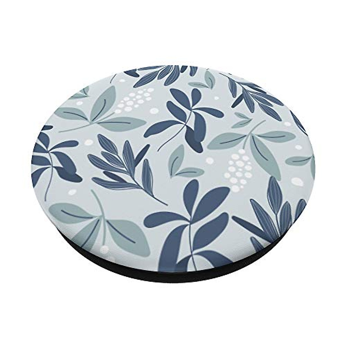 Blue Botanical Foliage & White Berry Floral Bud Pattern PopSockets PopGrip: Swappable Grip for Phones & Tablets