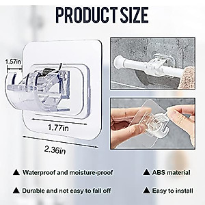 BARAFAT 8 Pieces Self Adhesive Curtain Rod Bracket, No Drill Drapery Hooks Holder, Plastic Easy Sticky Curtain Rod Hooks for Kitchen, Bathroom, Hotel (Transparent Color)