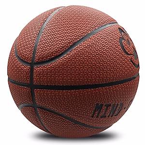 MINDCOLLISION Smiling Face Basketballs, Moisture-Absorbing and Wear-Resistant Soft Pu Leather, Good Grip, Suitable for Indoor and Outdoor Training and Competition,Red Brown,No. 7