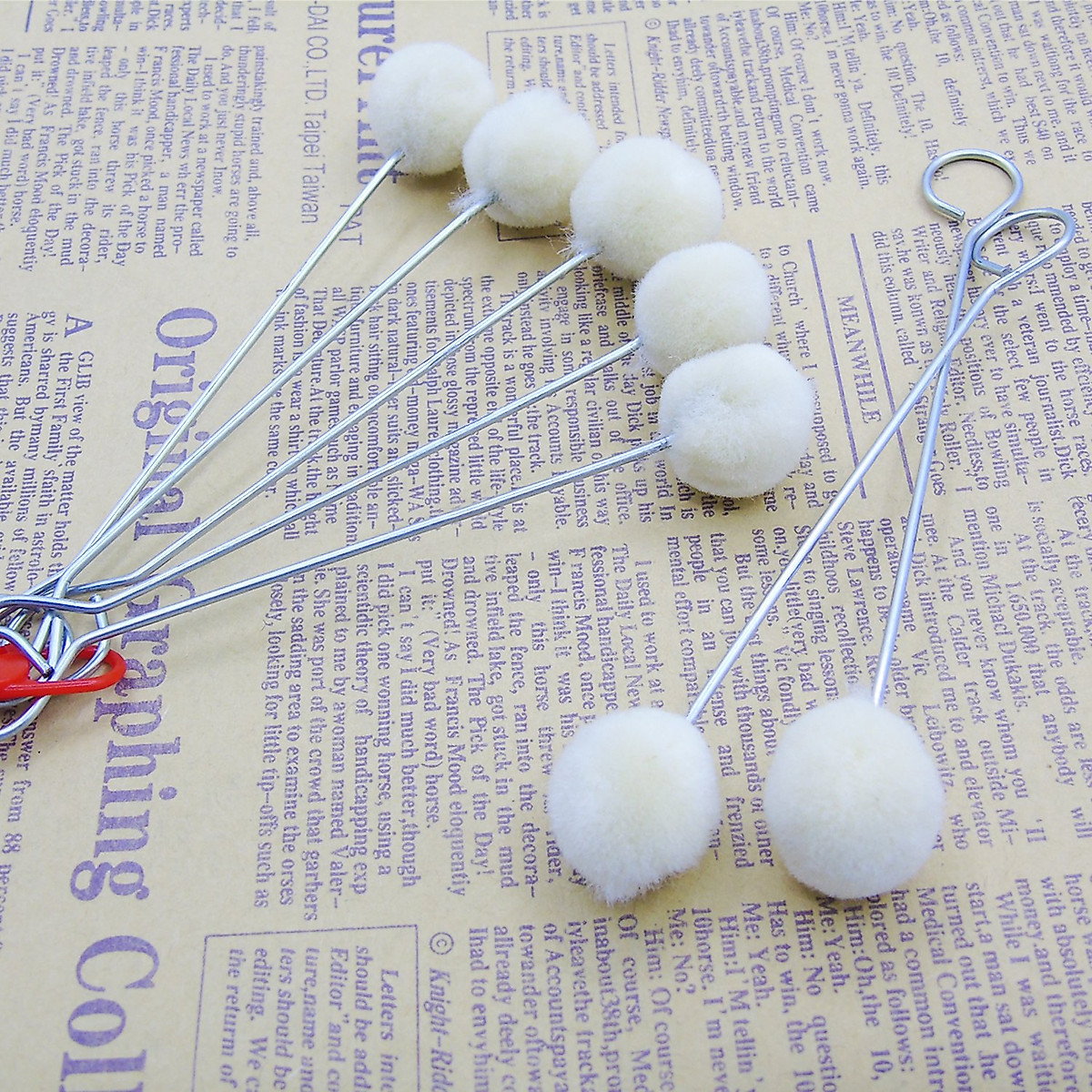 100 Packs Wool Daubers Ball Brush Leather Dye Tool with Metal Handle for DIY Crafts Projects