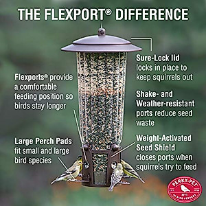 Perky-Pet 334-1SR Squirrel-Be-Gone Max Large Wild Bird Feeder with Flexports, Squirrel Proof Bird Feeder with Weight-Activated Perches - 4LB Seed Capacity