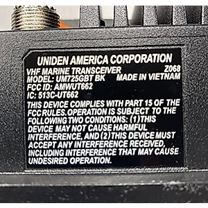 Uniden UM725GBTBK Marine VHF Radio, All USA, Canada, and Intl. Marine Channels, 1Watt/25Watt Transmit Power, Largest LCD Screen in Class, NOAA Weather Channels, Speaker Mic, Built-in GPS & Bluetooth.